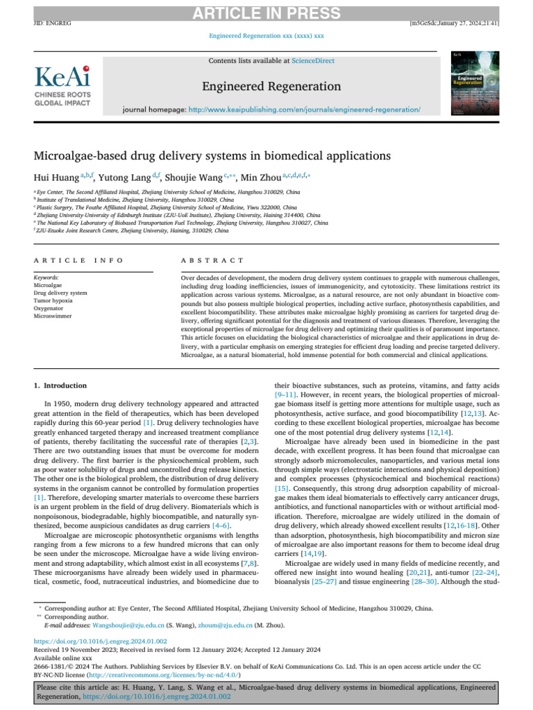 Microalgae-based drug delivery systems in biomedical applications | PDF | Radiation Therapy ...