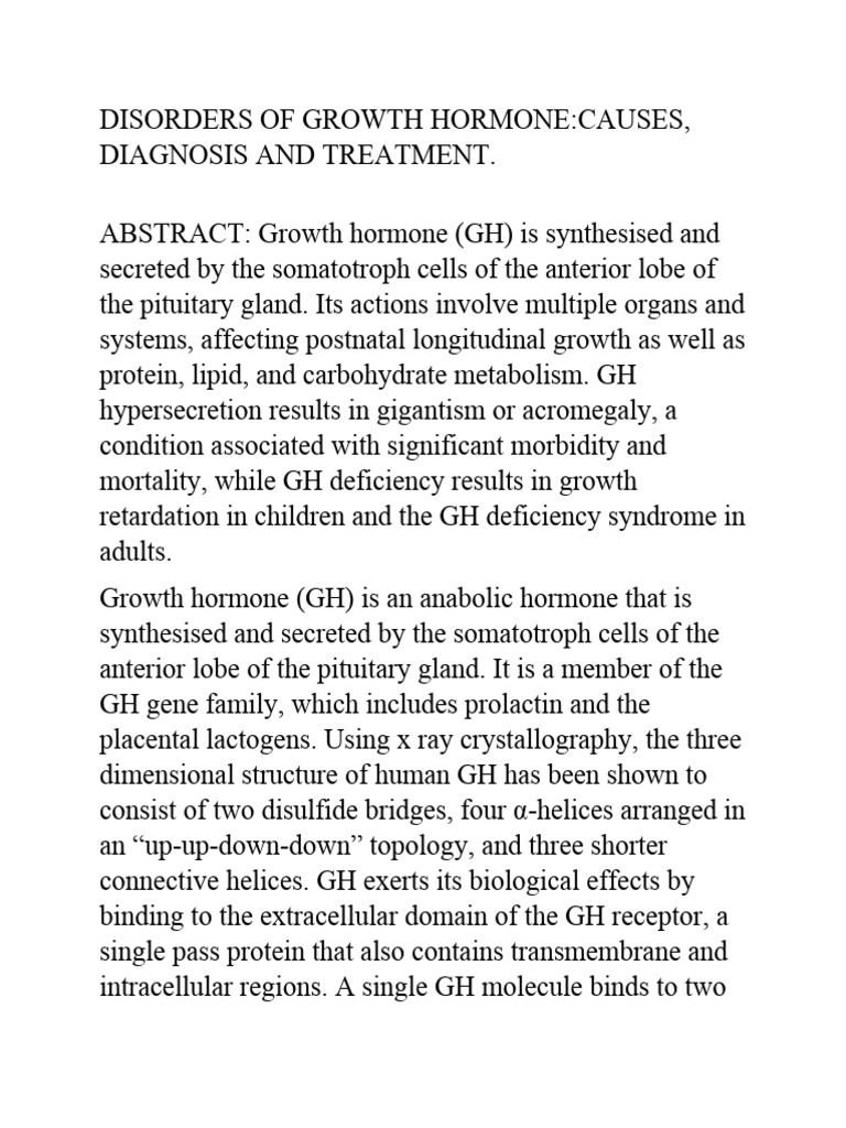 Disorders of Growth Hormone | PDF | Growth Hormone | Insulin Like ...
