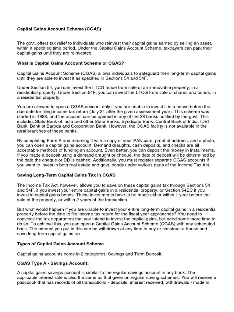 Capital Gains Account Scheme | PDF | Capital Gains Tax | Banks