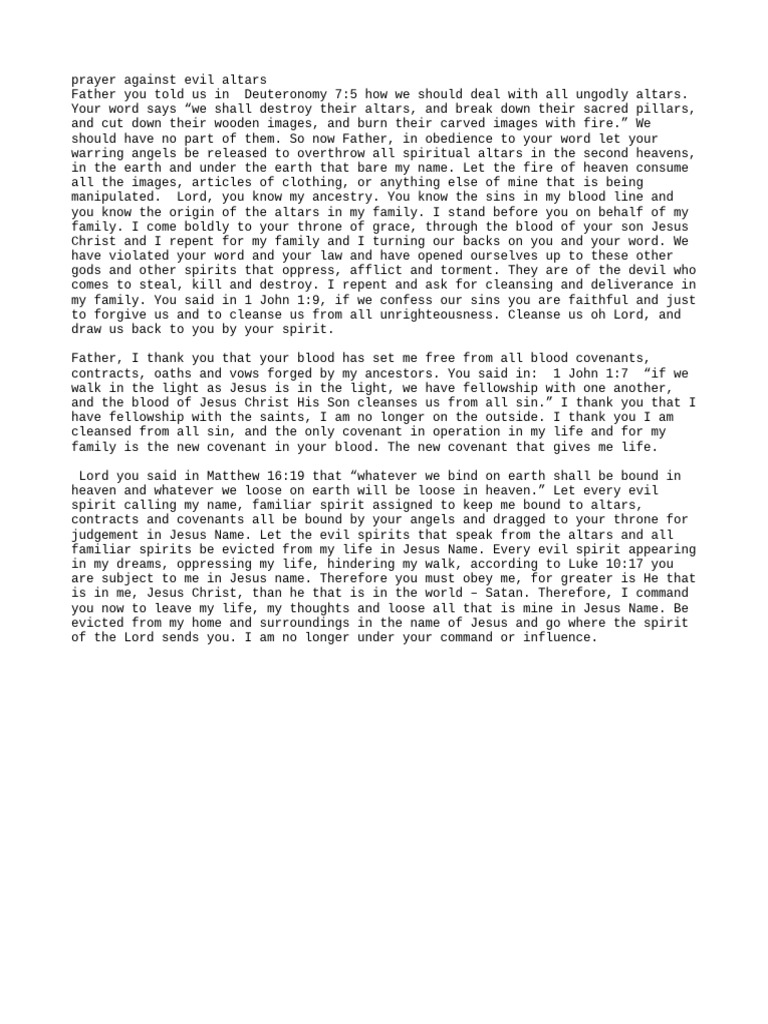 Prayer Against Evil Altars | PDF | Jesus | God The Father
