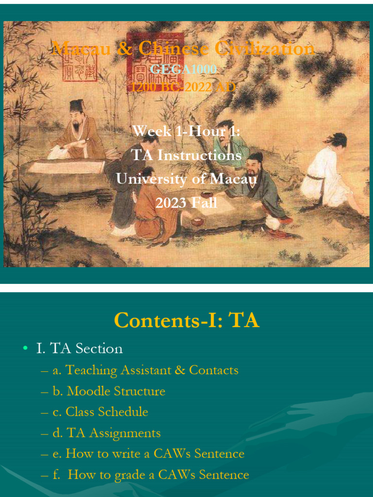 E - PPT - GEGA1000 - 1 - Macau-China - Wk-00-01 - Setup-TA Instructions - 2023-0818 | PDF ...