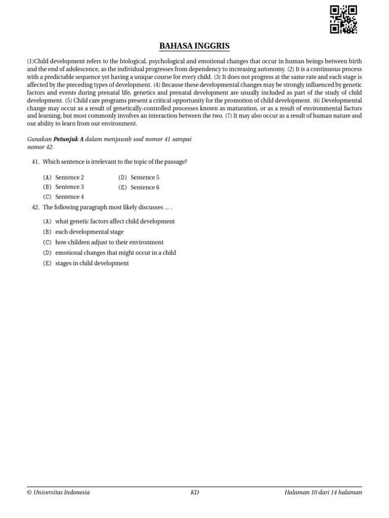 Bahasa Inggris SIMAK UI 2015 - Bimbingan Alumni UI | PDF | Deforestation | Child Development