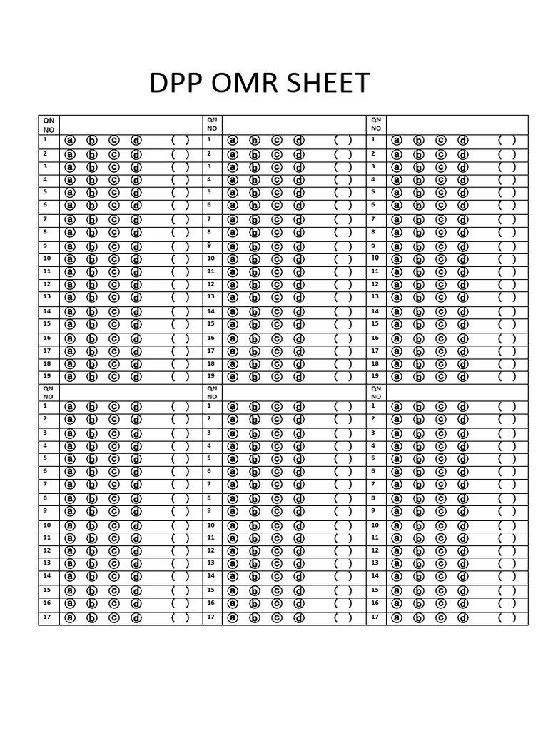DPP - Omr - Sheet - Word Final | PDF