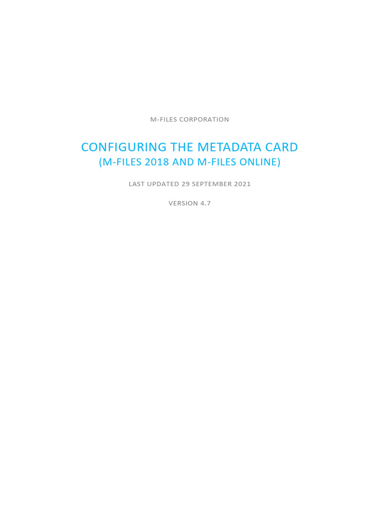 Configuring The Metadata Card (M-Files 2018 and M-Files Online) | PDF ...