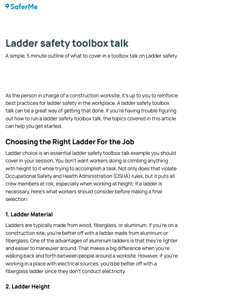 Ladder safety | PDF | Occupational Safety And Health | Ladder