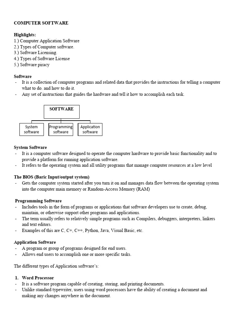Computer Software-ICT Class | PDF | Software | Application Software