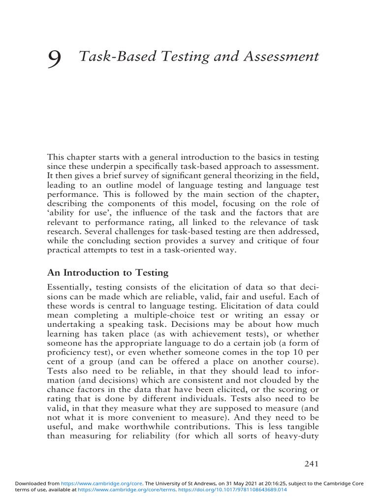 12.3 PP 241 280 Task-Based Testing and Assessment | PDF | Educational ...