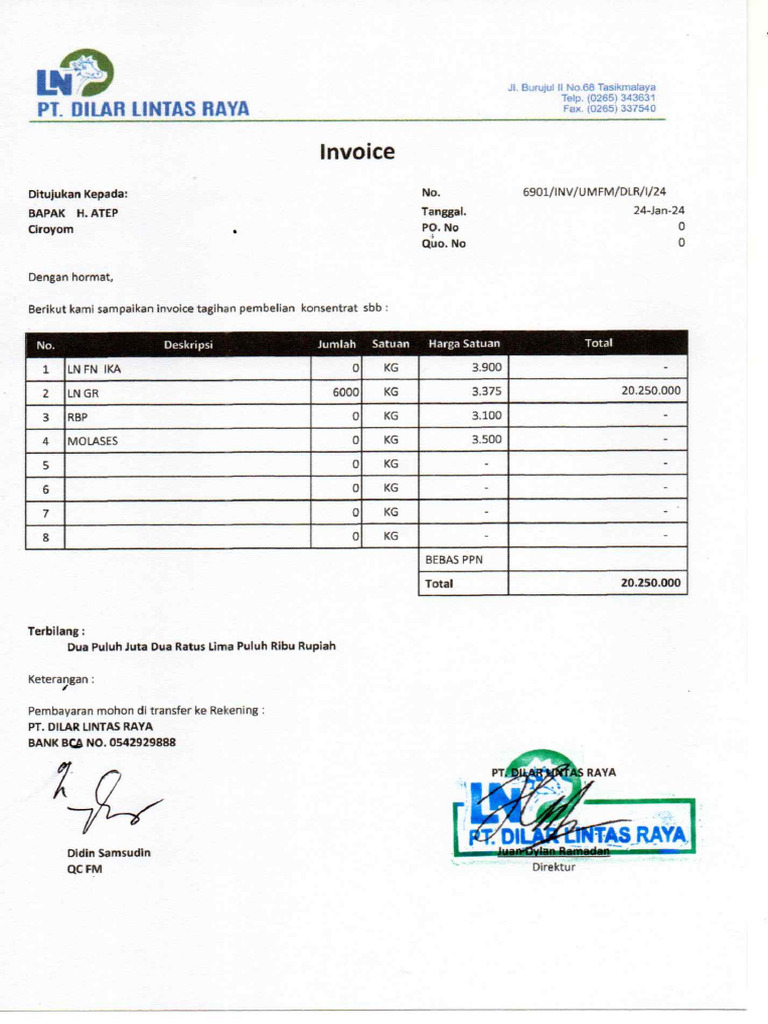 Inv KST LN GR No 6901 | PDF