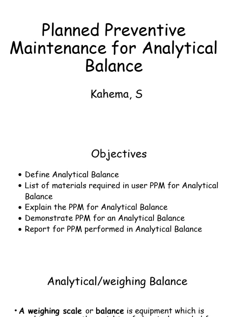 Analytical Balance Maintenance Guide | PDF | Weighing Scale | Weight