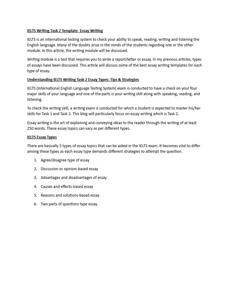 IELTS Writing Task 2 Essay Templates | PDF | Essays | Reason