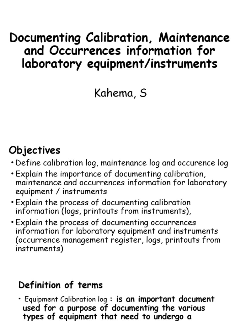 Calibration and Maintenance Documentation-1 | PDF | Calibration | Information