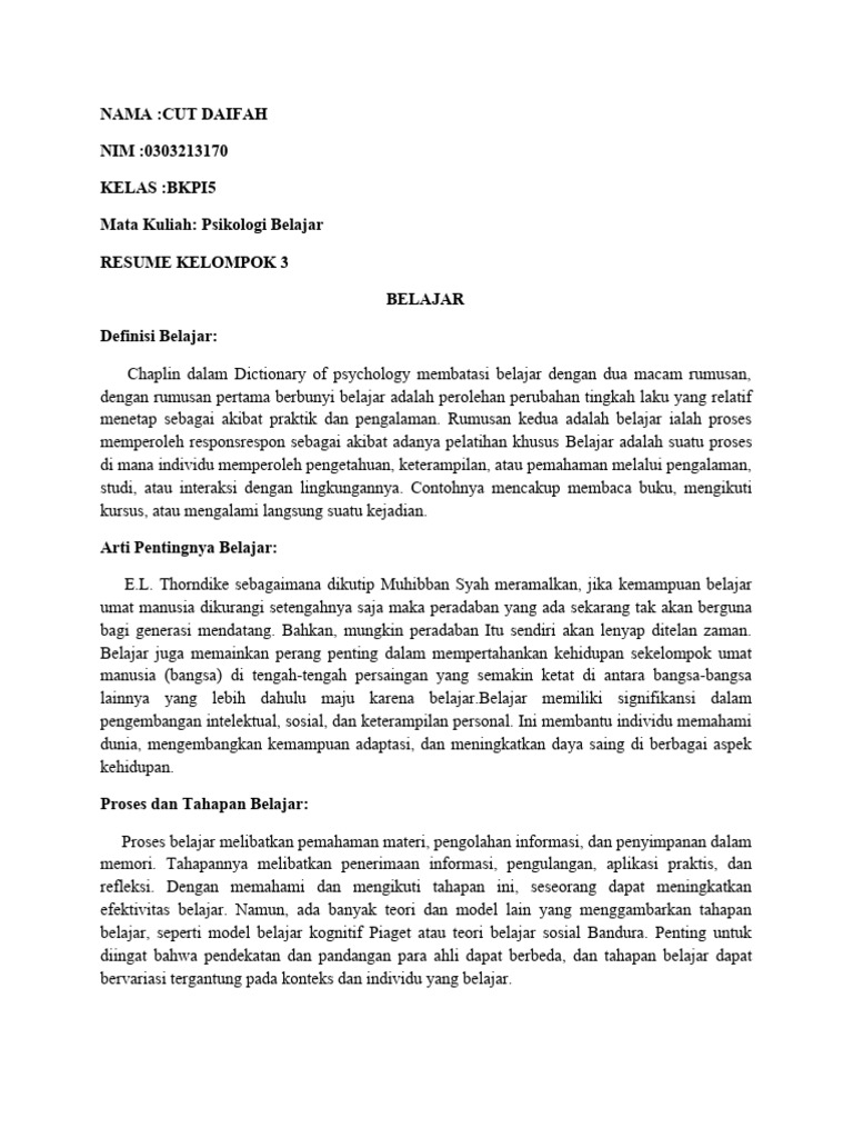 Icut Resume PB | PDF | Karier & Perkembangan | Sains & Matematika