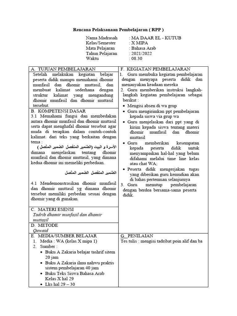 Contoh Tugas RPP KELAS X MIPA | PDF | Karier & Perkembangan