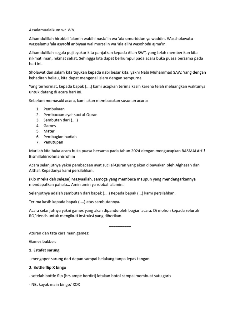 MC Bukber | PDF | Olahraga & Rekreasi