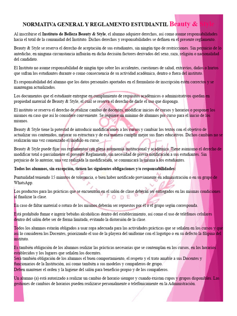 Reglamento Estudiantil BS | PDF | Regulación