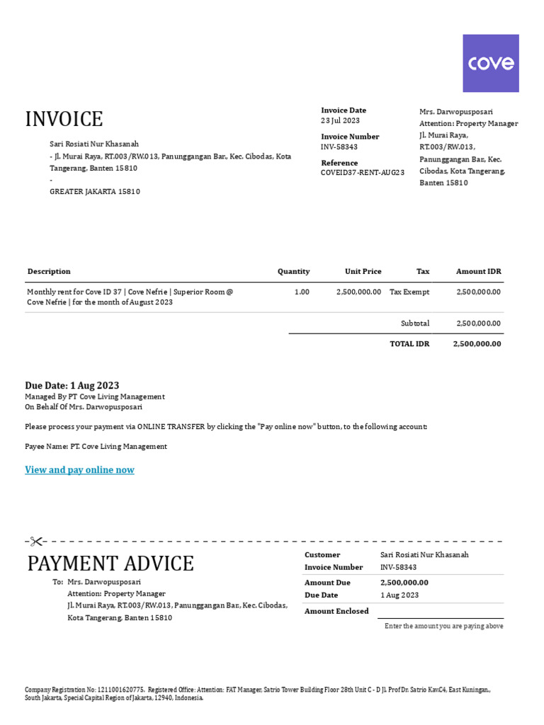 Invoice INV - August 2023 | PDF
