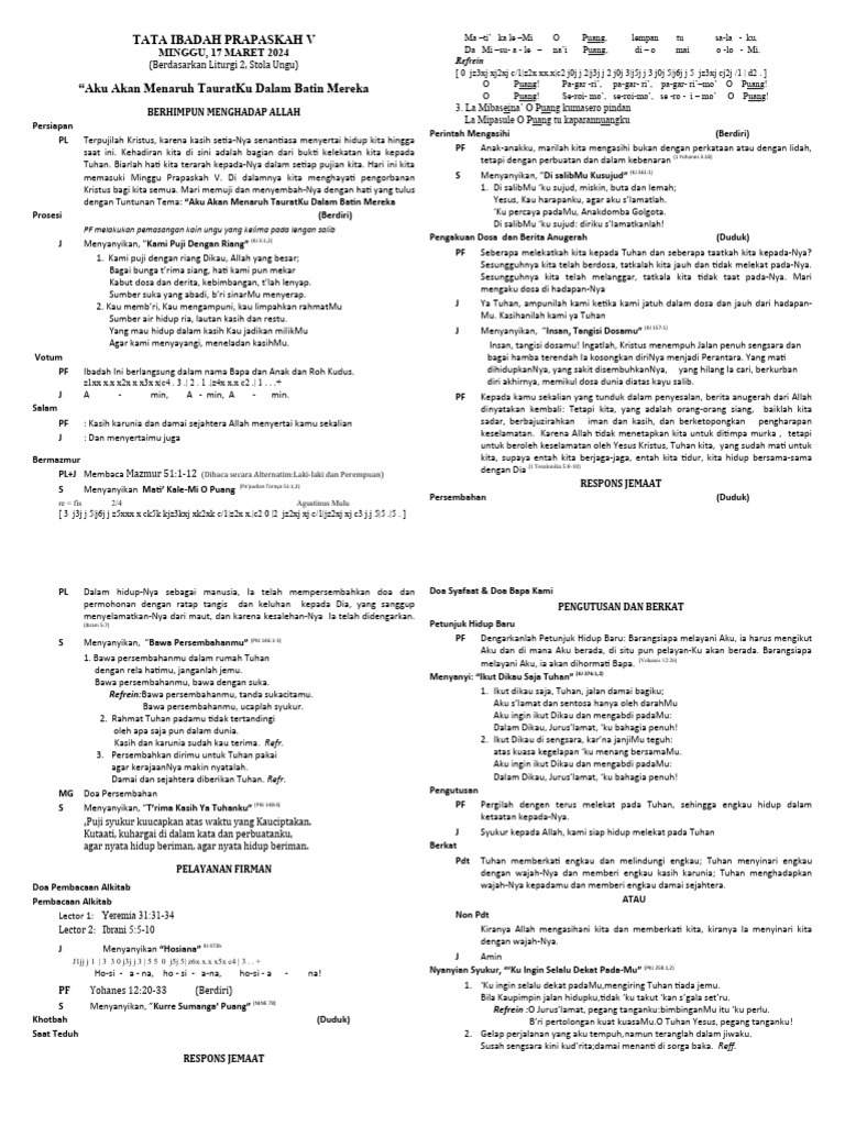Liturgi 17 Maret 2024, Jemaat | PDF Liturgi 17 Maret 2024, Jemaat | PDF
