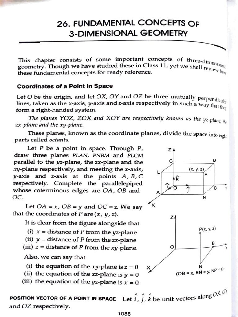 3 D Geometry Pdf Cartesian Coordinate System Mathematical Objects