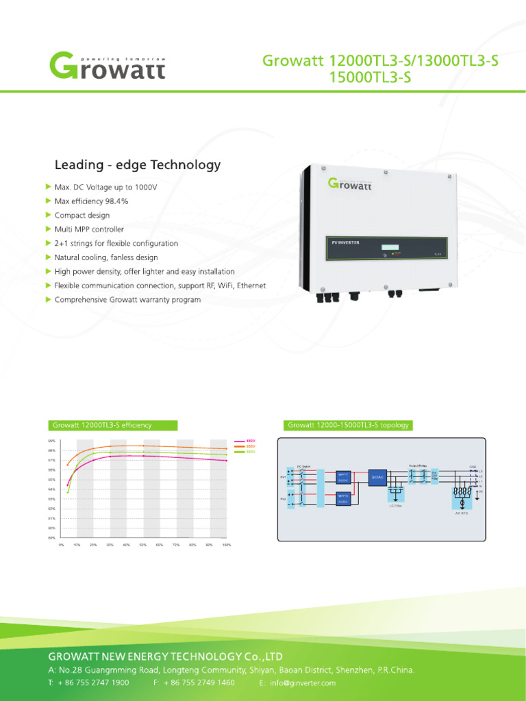 Growatt 15kw Grid Tied Inverter | PDF