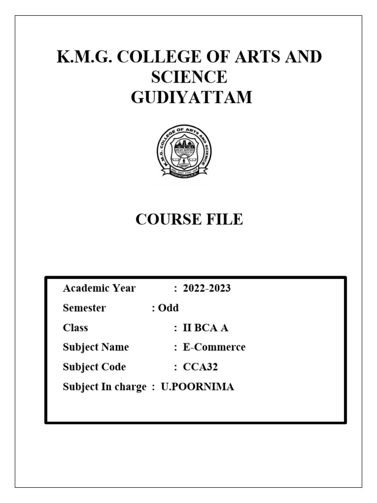 E - COMMERCE Course File | PDF | Computer Network | E Commerce