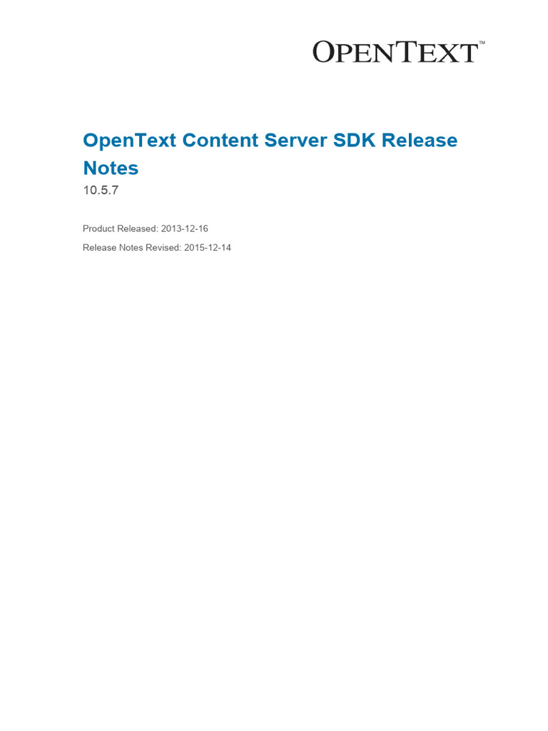 OpenText Content Server SDK 10.5.7 Release Notes | PDF | Eclipse ...