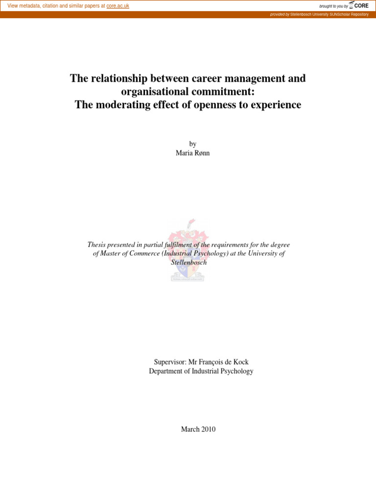 The Relationship Between Career Management and Organisational Commitment: The Moderating Effect ...