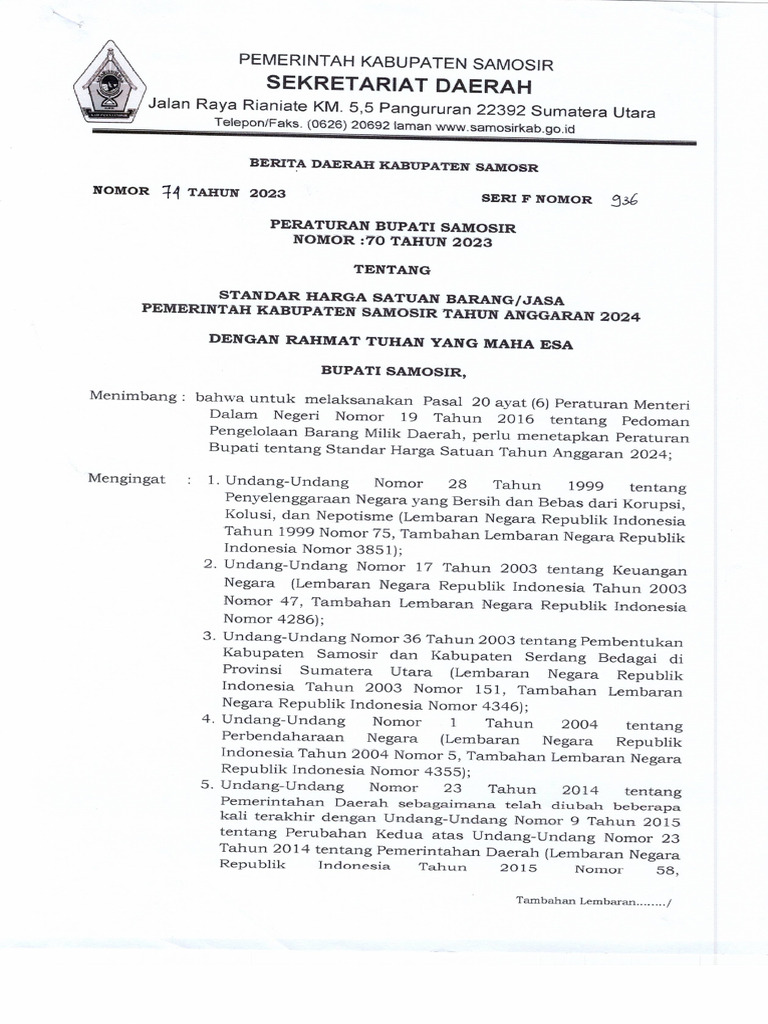 Perbub SHS 2024 | PDF