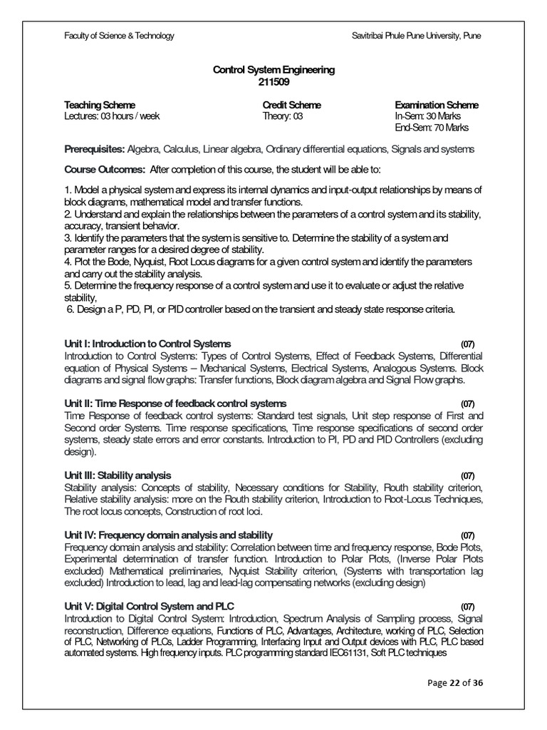 CSE Syll | PDF | Control Theory | Programmable Logic Controller