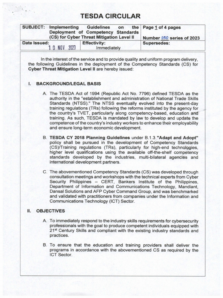TESDA Circular No. 050-2023 | PDF | Vocational Education | Curriculum