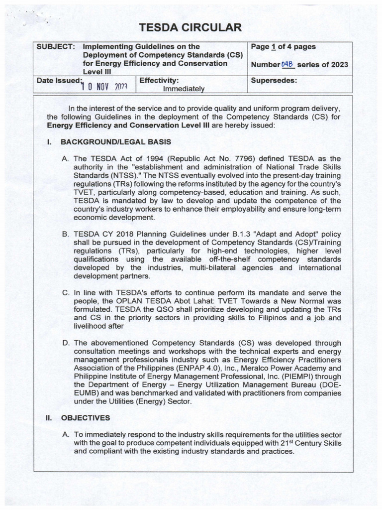 TESDA Circular No. 048-2023 | PDF | Vocational Education | Efficient ...