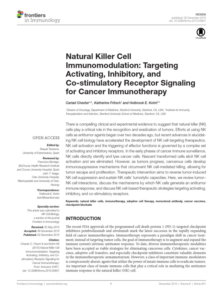 Natural Killer Cell Immunomodulation: Targeting Activating, Inhibitory ...