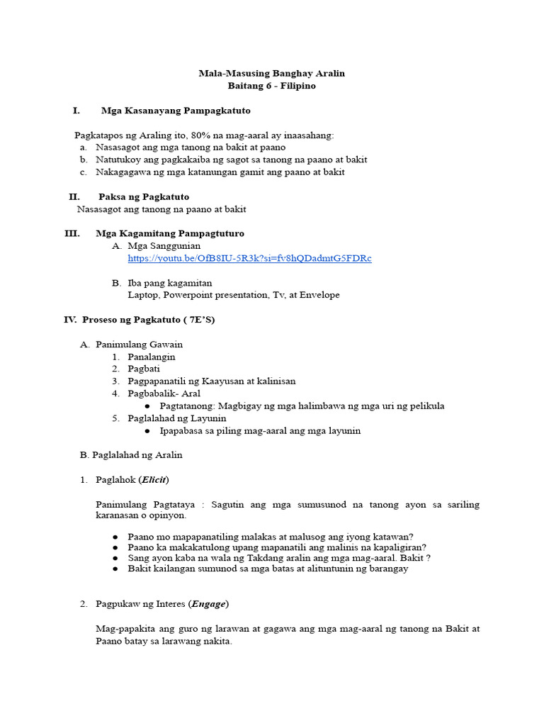 Lesson Plan in Filipino 6 | PDF