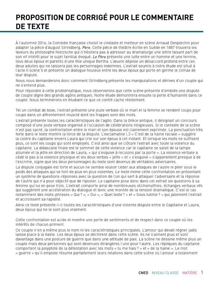 Exemple de Commentaire de Texte Corrigé | PDF