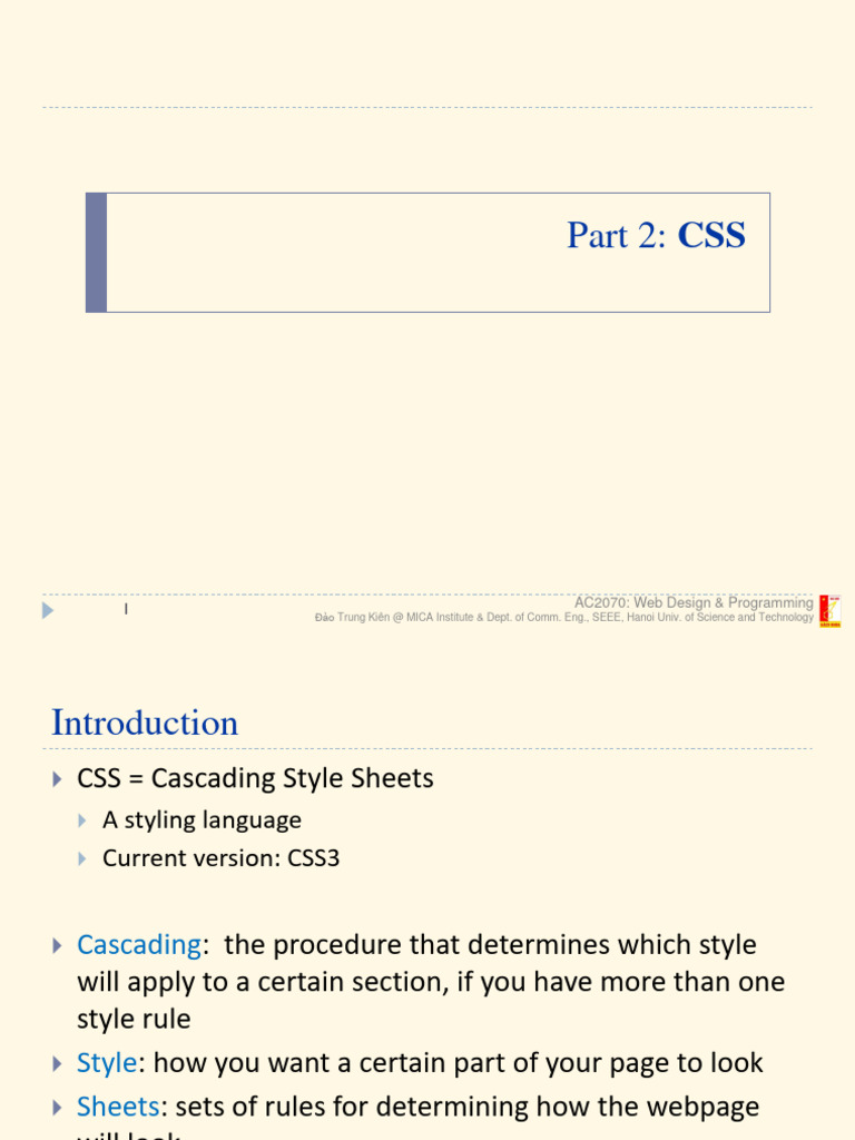 Part 2: CSS: AC2070: Web Design & Programming | PDF | Web Development | World Wide Web