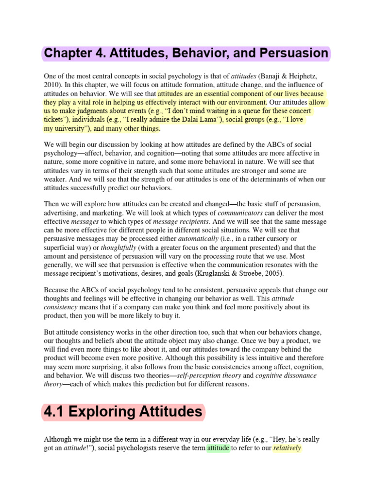 180 Chapter 4 Readings | PDF | Attitude (Psychology) | Affect (Psychology)
