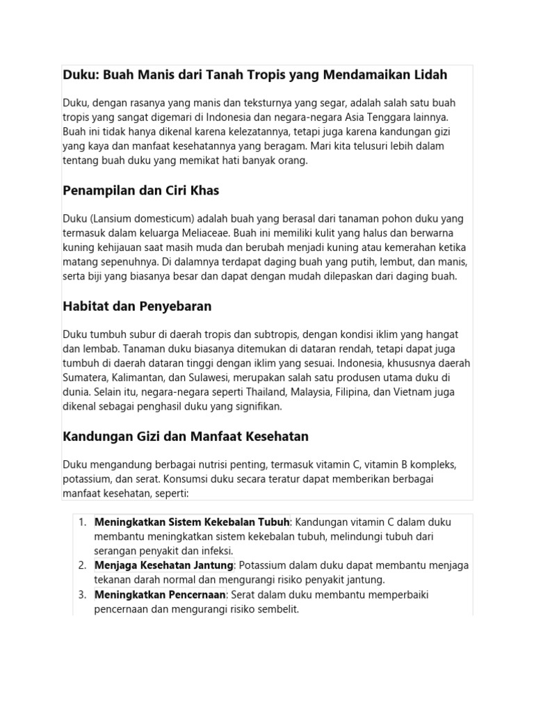 Duku | PDF | Griya & Taman | Kesehatan Holistik