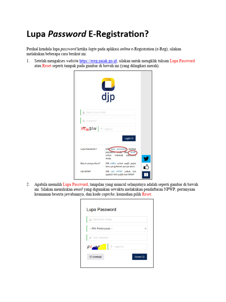 Panduan Lupa Password E-Reg | PDF | Karier & Perkembangan