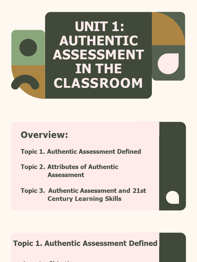 Unit 1 Authentic Assessment in The Classroom | PDF | Educational ...
