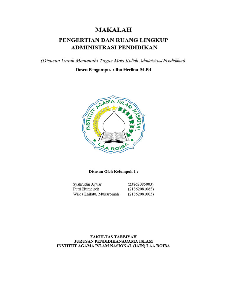 Makalah Administrasi Pend. Kel 1 | PDF