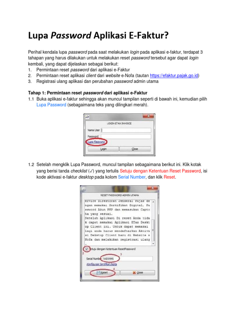 Panduan Lupa Password E-Faktur | PDF