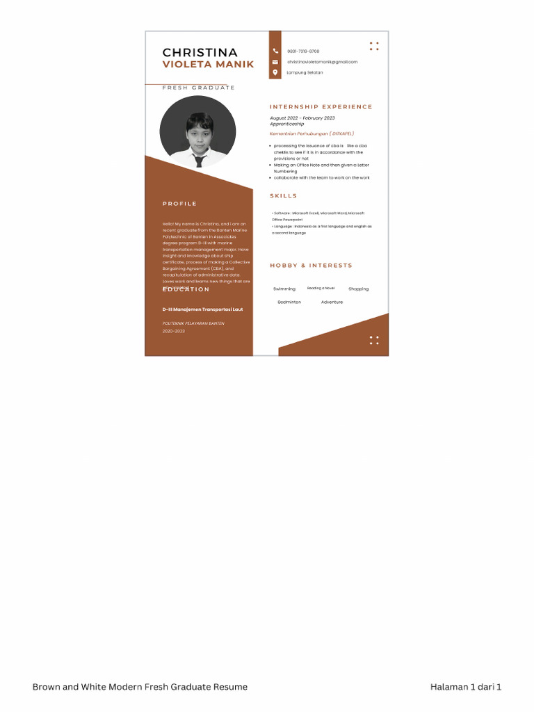 CV Christina Violeta Manik | PDF