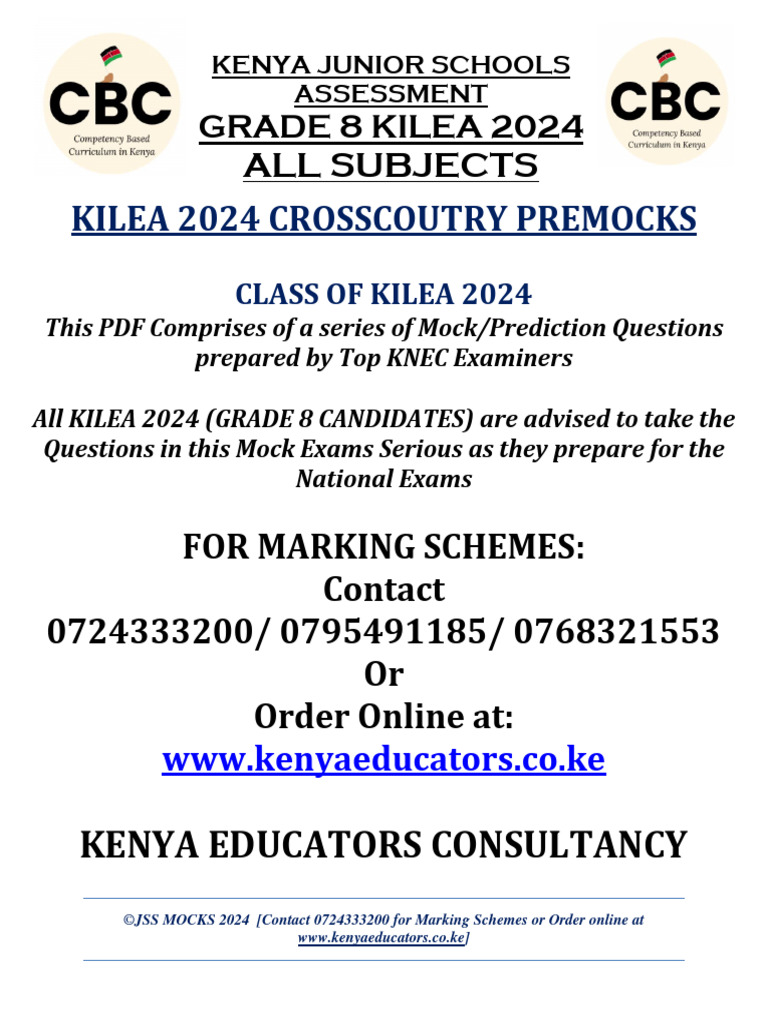Kilea Grade 8 2024 CC Premocks | PDF | International System Of Units Kilea Grade 8 2024 CC Premocks | PDF | International System Of Units
