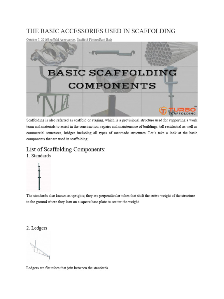 Essential Scaffolding Accessories List | PDF | Scaffolding | Equipment
