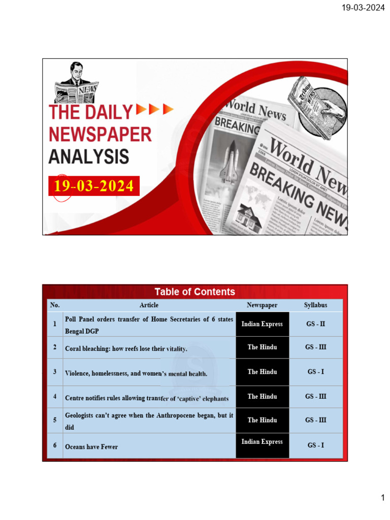 19-03-2024 Notes With Annotation | PDF | Coral | Anthropocene