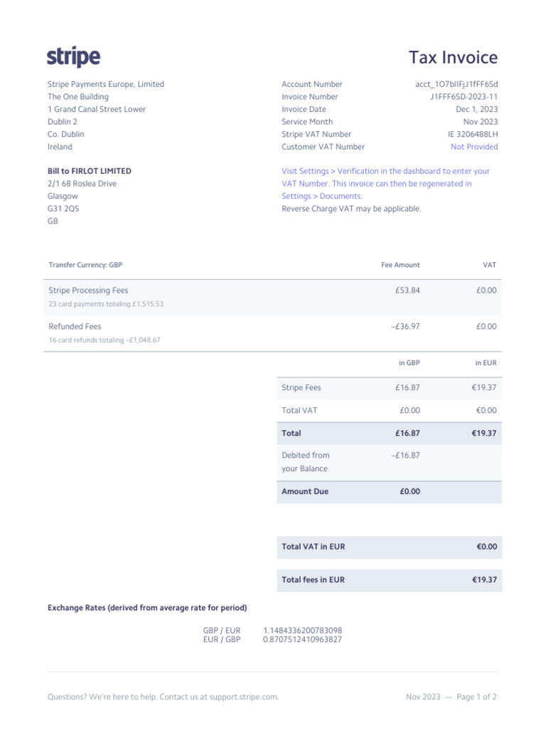 Tax Invoice: Bill To Firlot Limited | PDF | Value Added Tax | Invoice