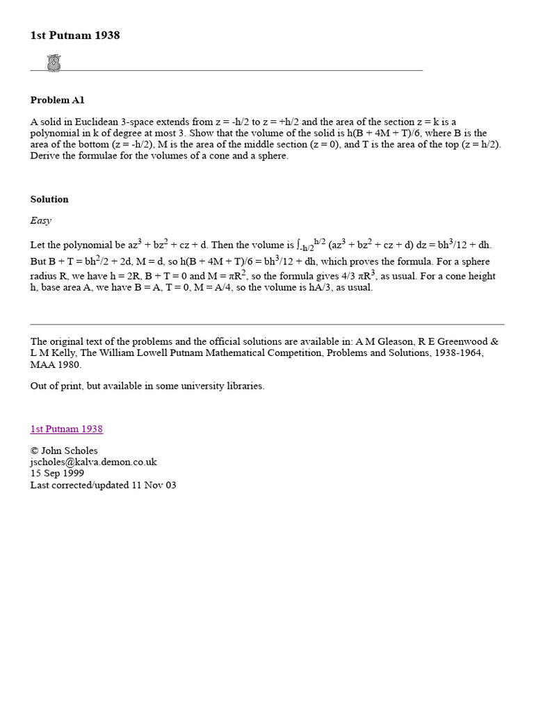 G13 1938 PUTNAM Web Solution | PDF | Coordinate System | Area