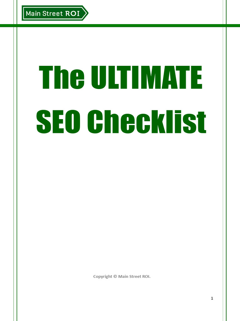 The Ultimate SEO Checklist | PDF | Career & Growth | Business