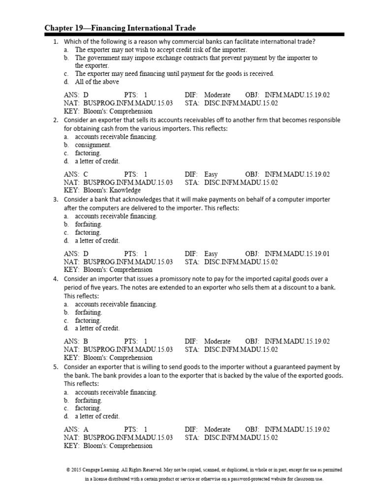 IFM12e Ch19 | PDF | Letter Of Credit | Factoring (Finance)