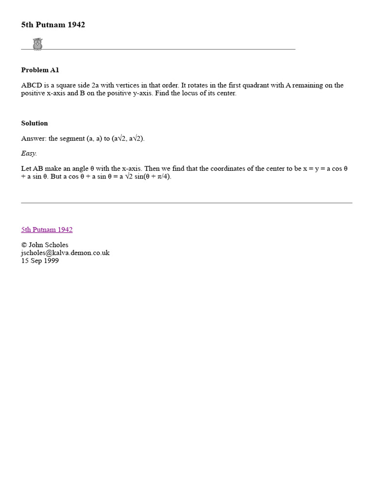 G13 1942 PUTNAM Web Solution | PDF | Mathematics | Mathematical Analysis