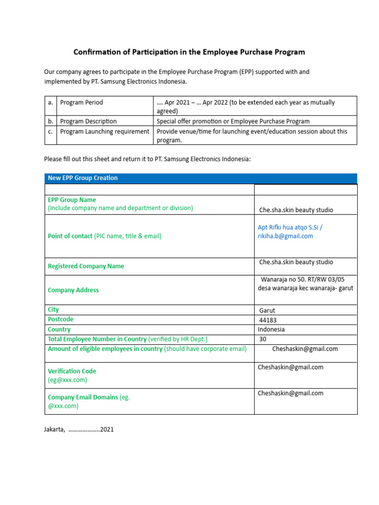 Employee Purchase Program Confirmation | PDF